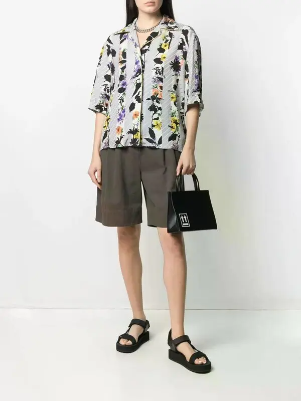 Off-White Striped Floral Bowling Shirt