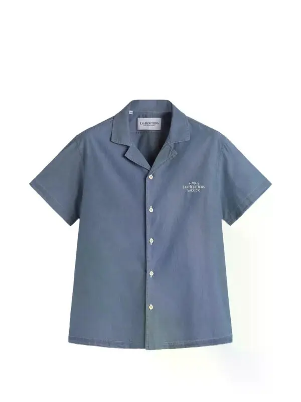 LES HÉRITIERS X Mas Sorrer Short-sleeve Button Shirt - Blue