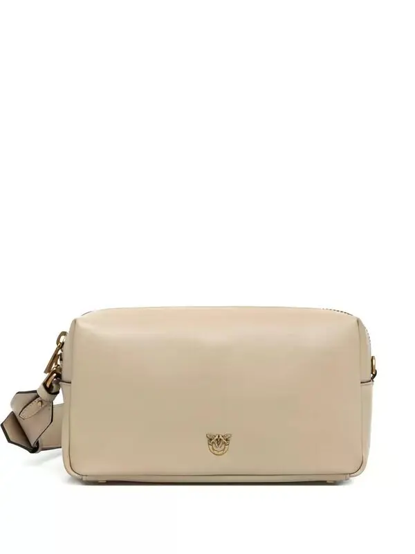 Pinko Medium Horizontal Shoulder Bag With Love Birds Logo - Neutrals