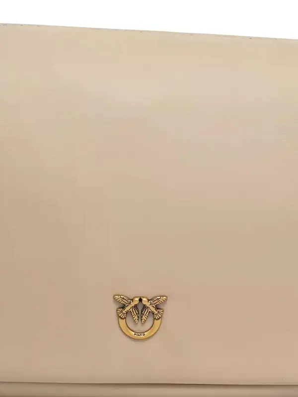 Pinko Medium Horizontal Shoulder Bag With Love Birds Logo - Neutrals