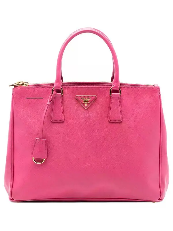 Prada Medium Saffiano Lux Galleria Double Zip Satchel - Pink