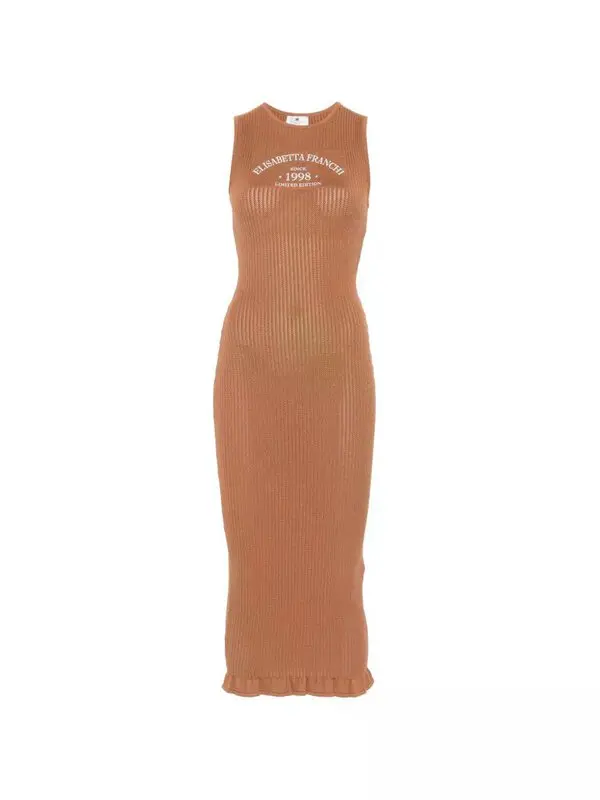 Elisabetta Franchi Logo-print Ribbed Knit Midi Dress