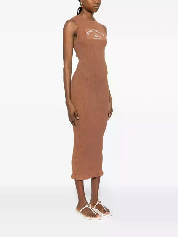 Elisabetta Franchi Logo-print Ribbed Knit Midi Dress