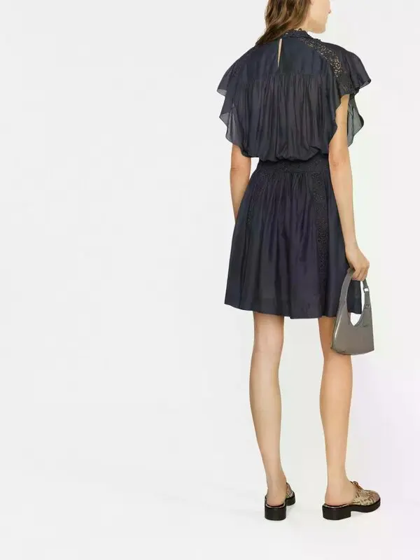 MARANT ETOILE Lace-panel Short-sleeve Dress