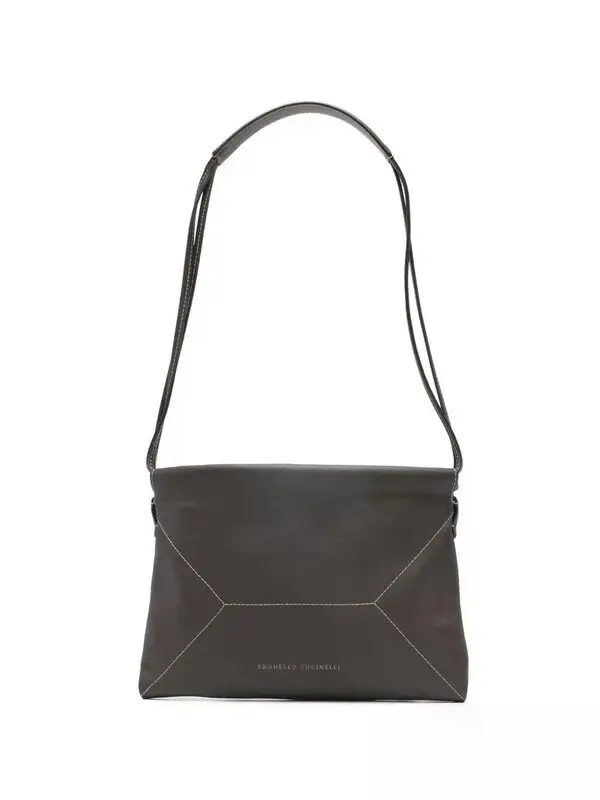 Brunello Cucinelli Stitched Shoulder Bag - Grey