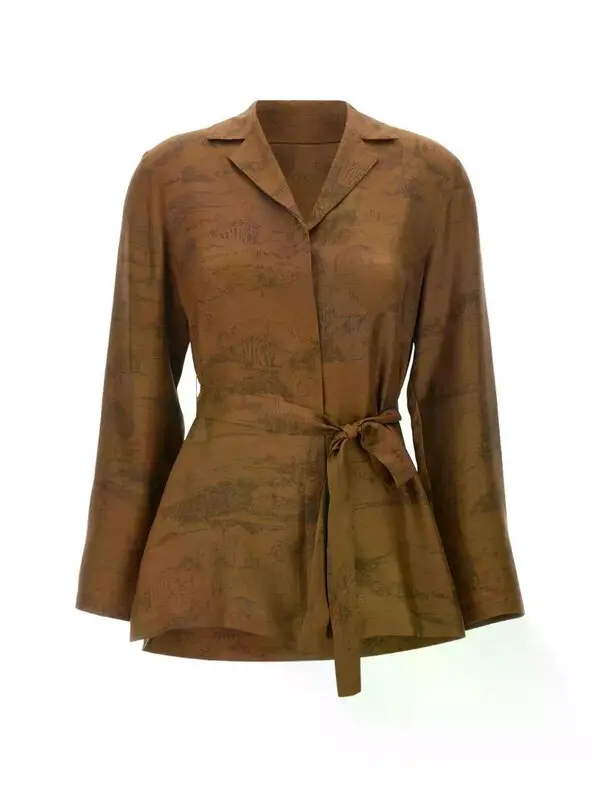 Max Mara Landscape-print V-neck Shirt