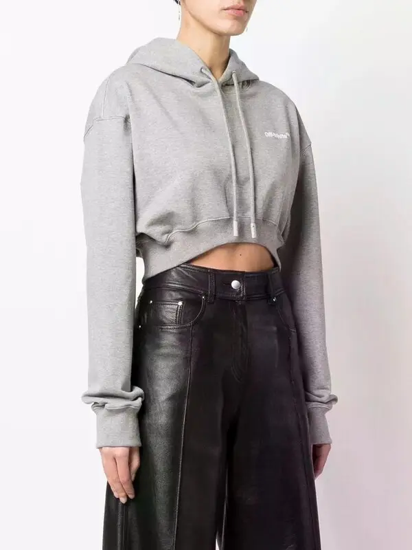 Off-White Helvetica Cropped Hoodie