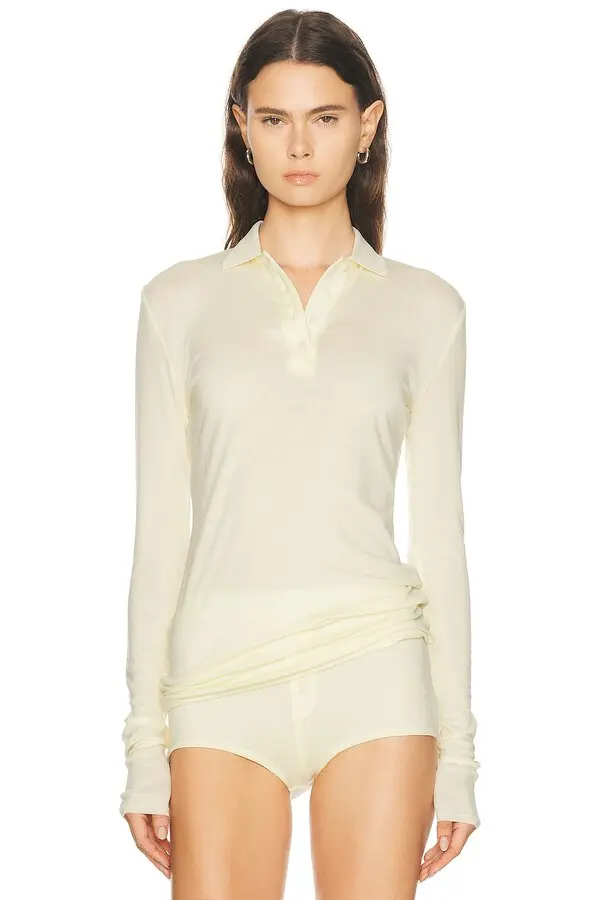 ENTIRE STUDIOS Long Sleeve Polo Top - Limone
