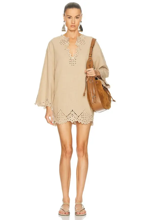 Isabel Marant Sherazade Eyelet Trim Dress - Sahara
