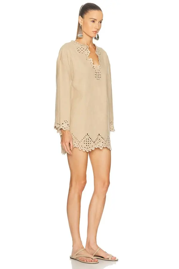 Isabel Marant Sherazade Eyelet Trim Dress - Sahara
