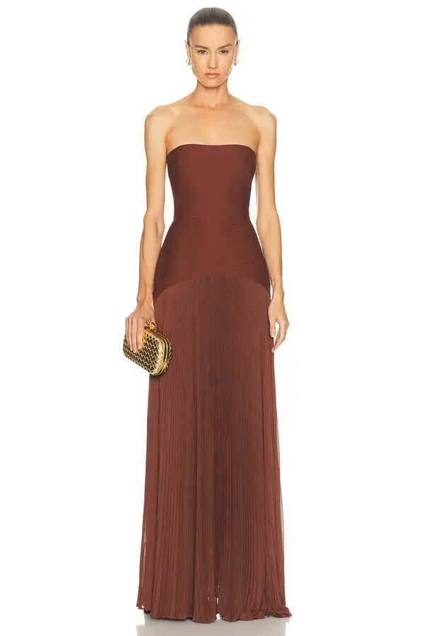 Alexis Sunniva Pleated Maxi Dress - Brown