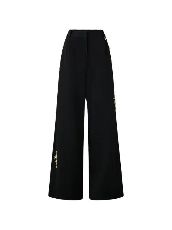 Camilla Embellished Wide Leg Trousers - Black