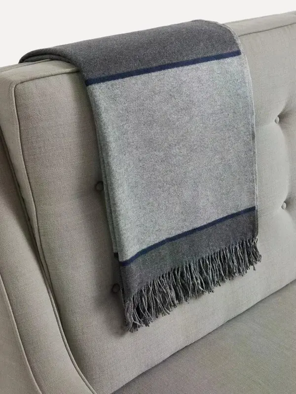 Brunello Cucinelli Fringed Striped Silk Throw Blanket