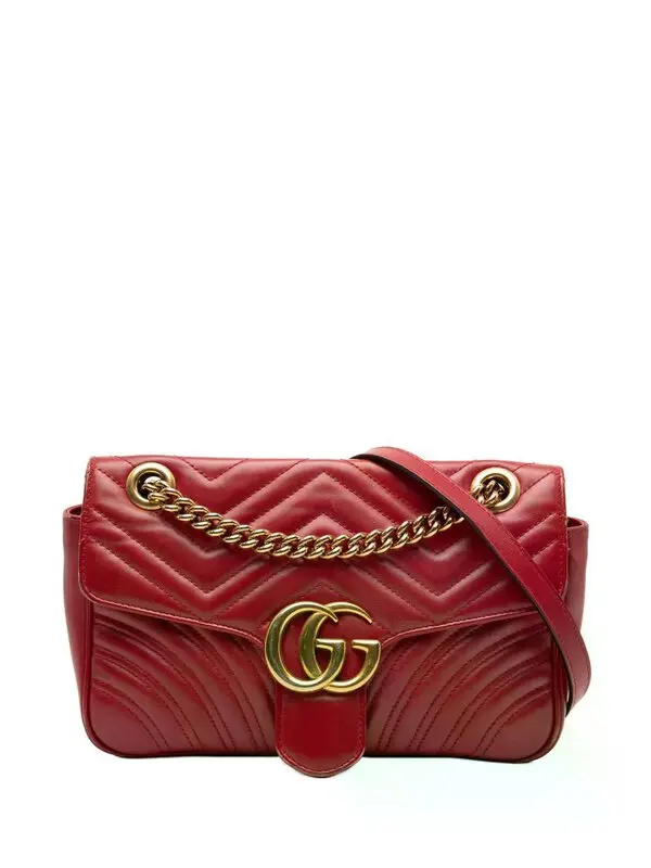 Gucci Medium Gg Marmont Matelassé Leather Shoulder Bag - Red