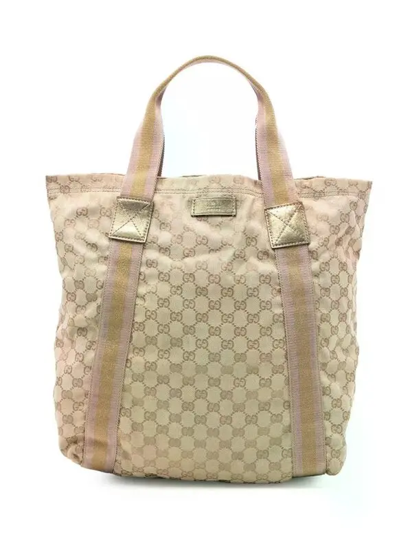 Gucci Gg Canvas Web Tote Bag - Brown