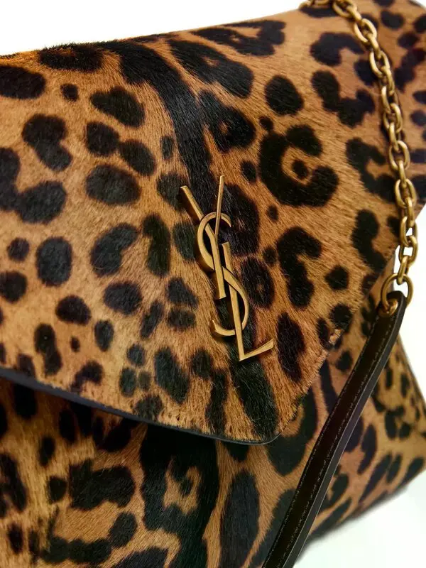 Saint Laurent Cassandre Leopard-print Chain Shoulder Bag