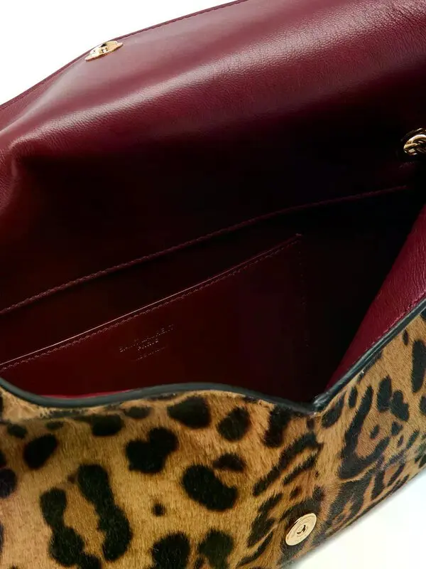 Saint Laurent Cassandre Leopard-print Chain Shoulder Bag