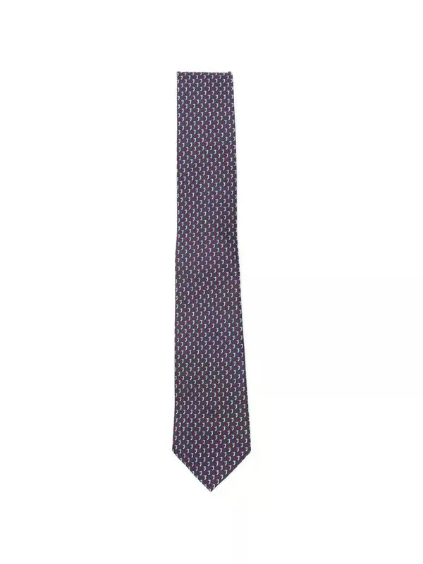 FERRAGAMO Two-tone Gancini Jacquard Neck Tie - Blue