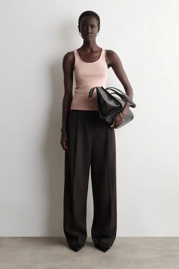 Cos Satin-trimmed Cotton-jersey Tank Top
