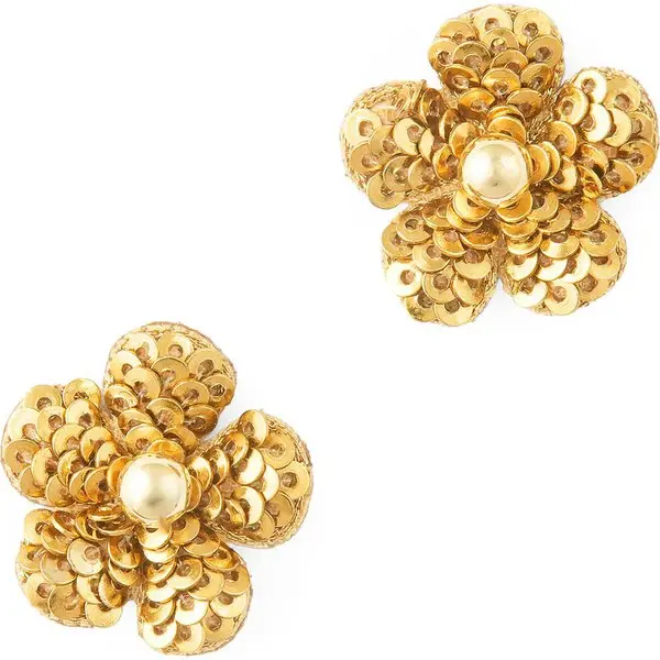 Deepa Gurnani Kioko Sequin Flower Earrings - Gold