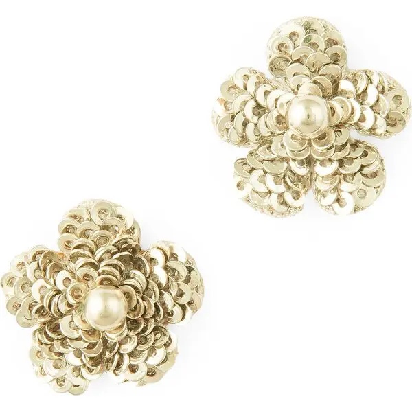 Deepa Gurnani Kioko Sequin Flower Earrings - Silver
