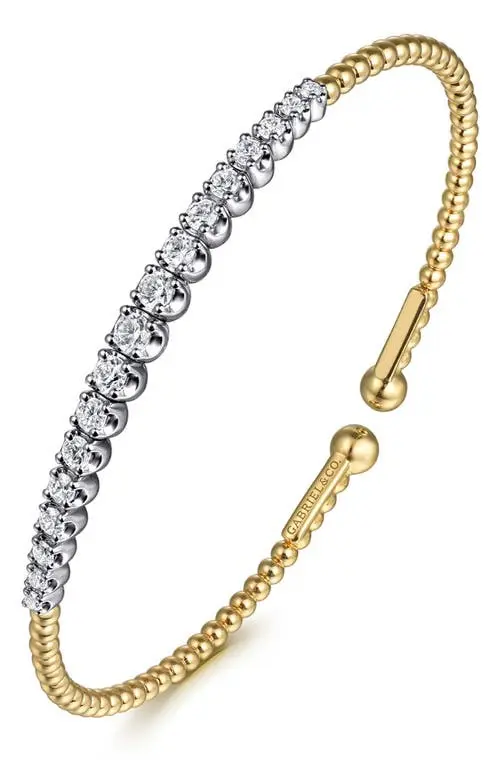 Gabriel & Co. Graduated Diamond Beaded Cuff Bracelet - Two Tone