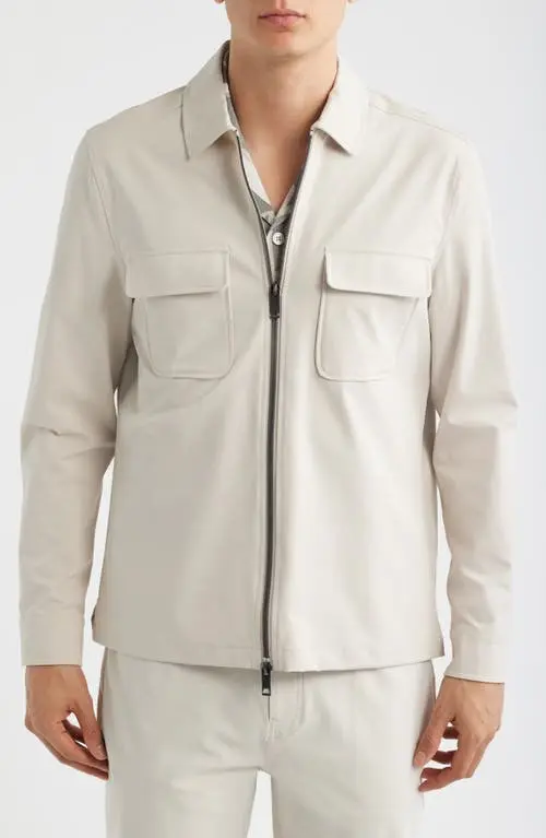 REISS Ascend Zip-up Shirt Jacket - Stone