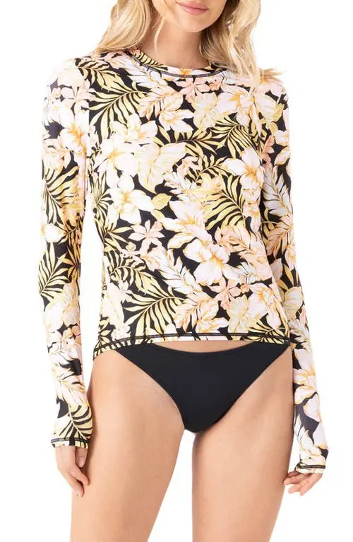 Roxy Tropical Sea Skippin Long Sleeve Rashguard - Black Multi