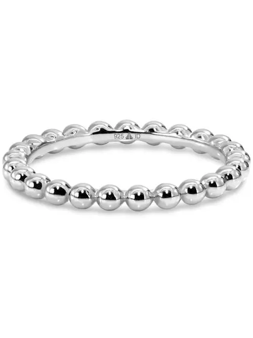 DEVATA Beaded Ball Rhodium-plated Sterling Ring - Silver