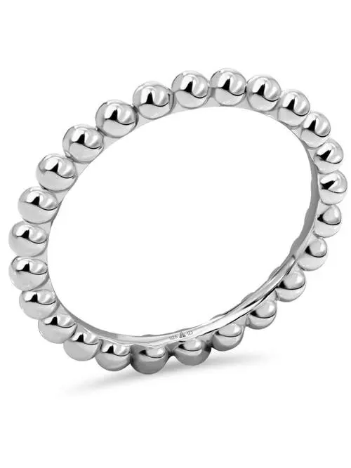 DEVATA Beaded Ball Rhodium-plated Sterling Ring