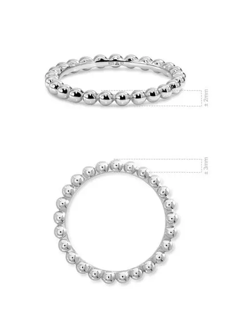 DEVATA Beaded Ball Rhodium-plated Sterling Ring