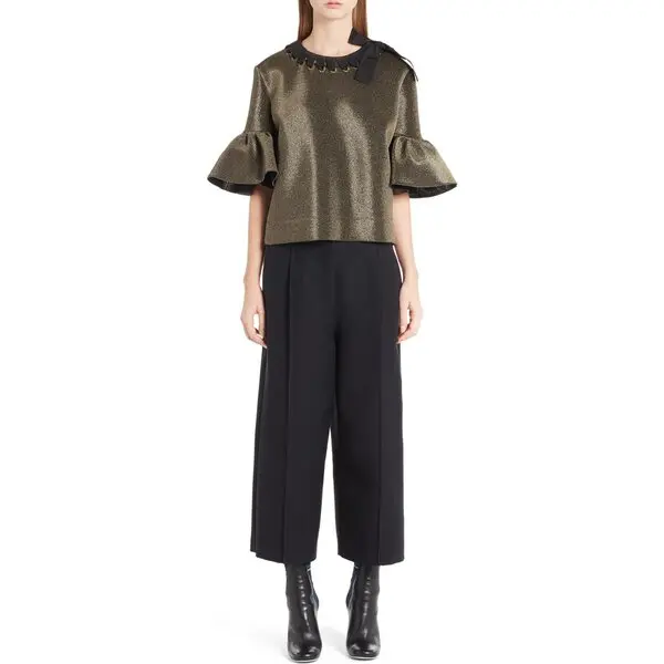 Fendi Metallic Neoprene Bell Sleeve Top
