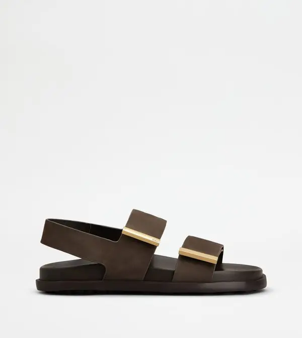 TOD'S Nubuck Sandals With Branded Metal Ends