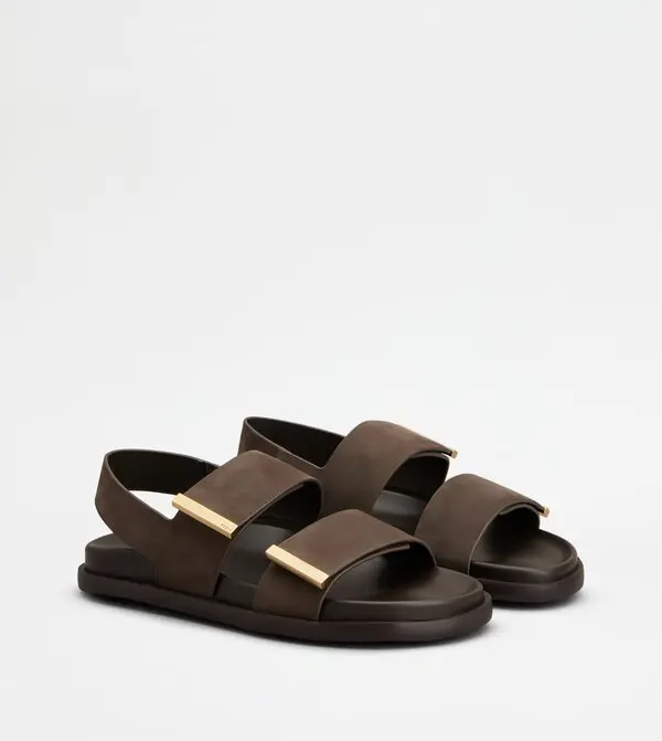 TOD'S Nubuck Sandals With Branded Metal Ends