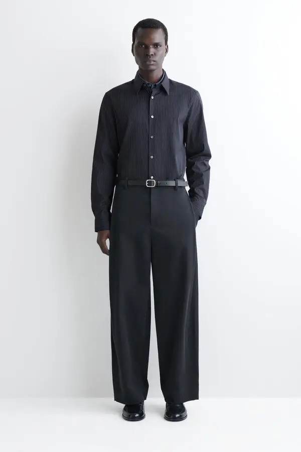 Cos Slim Tailored Cotton-poplin Shirt - Navy