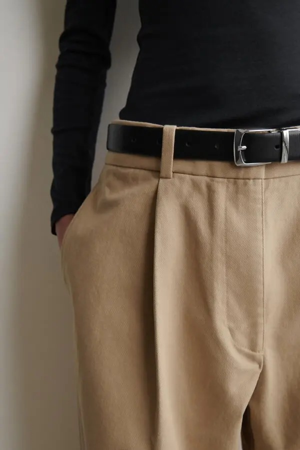 Cos Cotton-twill Tapered Pants - Beige