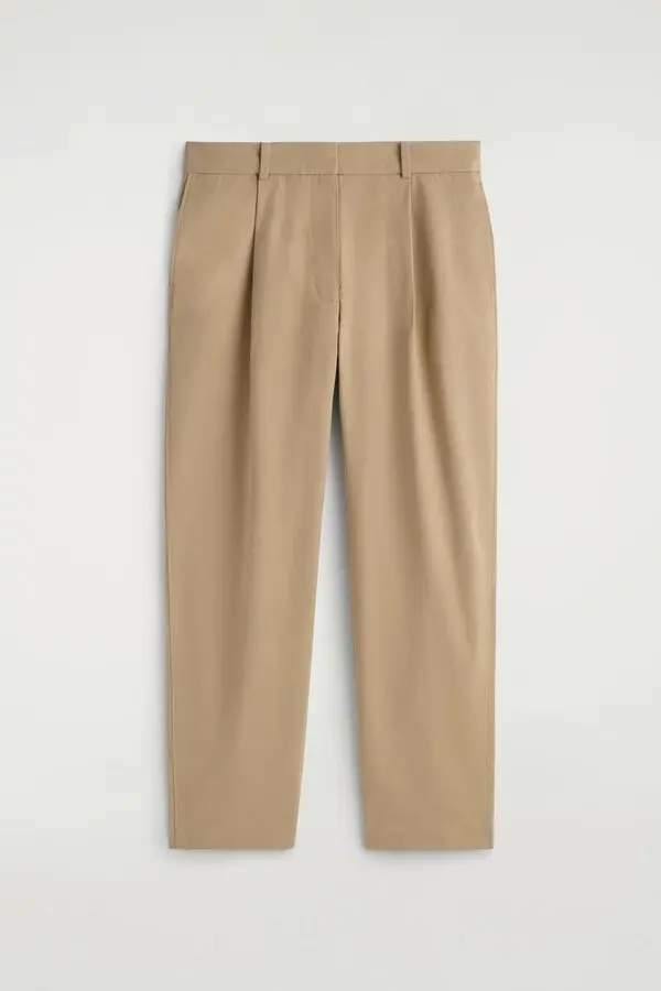 Cos Cotton-twill Tapered Pants - Beige