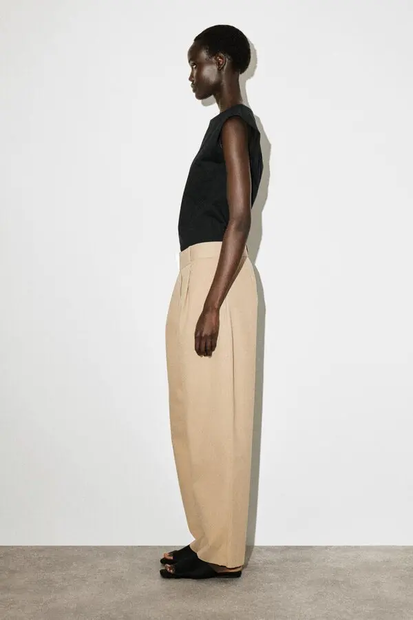 Cos Cotton-twill Tapered Pants - Beige