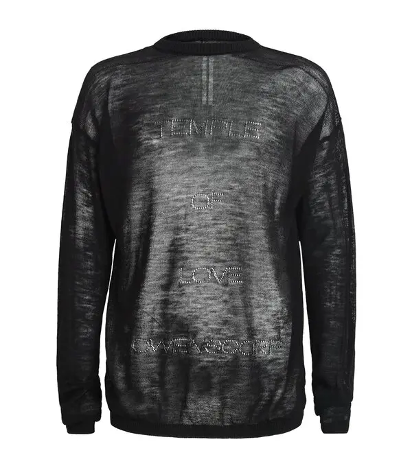 Rick Owens Wool Temple Sheer Sweater