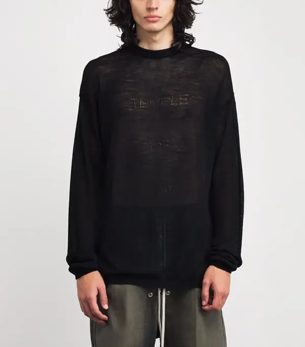 Rick Owens Wool Temple Sheer Sweater