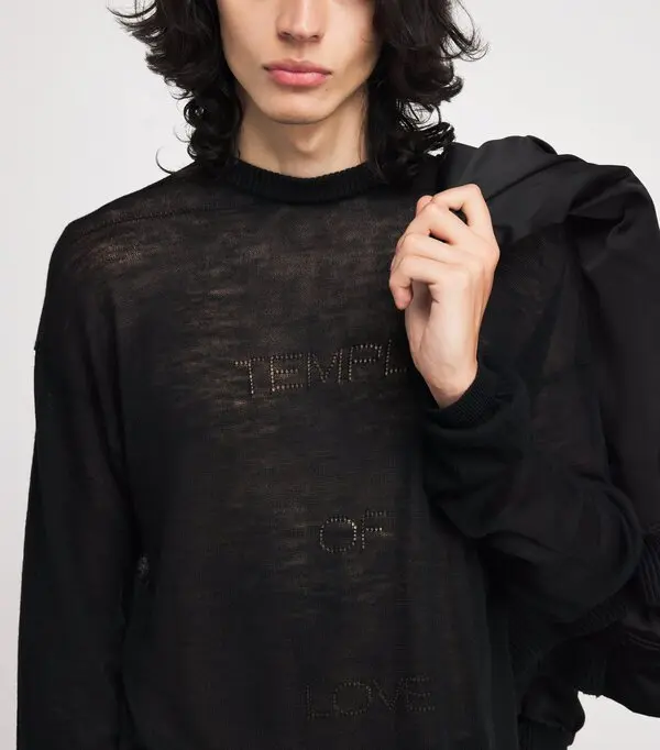 Rick Owens Wool Temple Sheer Sweater
