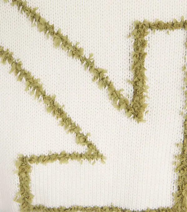 Off-White Cotton Jacquard Sweater - Beige