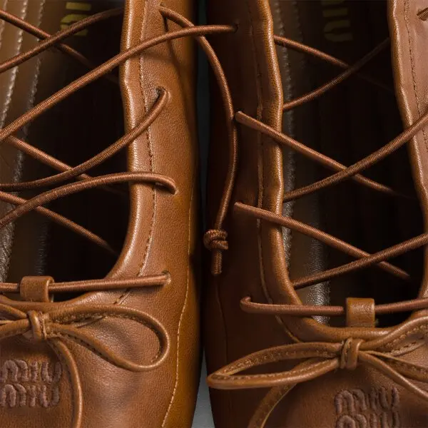 Miu Miu Nappa Leather Ballerinas - Oak
