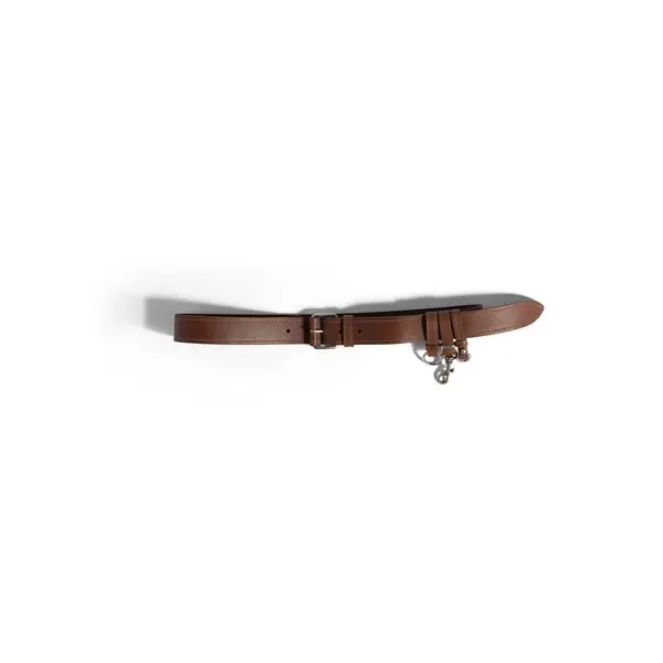 Miu Miu Leather Belt With Key Ring - Tobacco