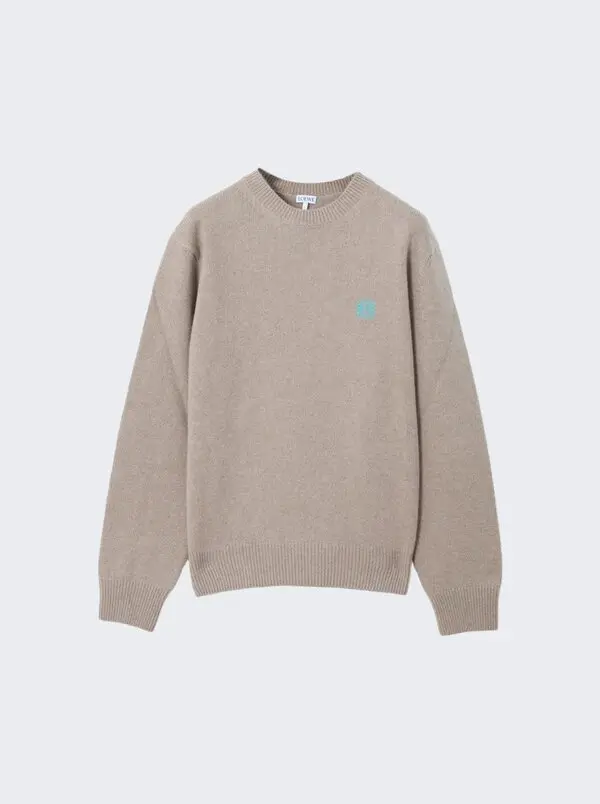 Loewe Wool Sweater With Anagram Embroidery - Sand