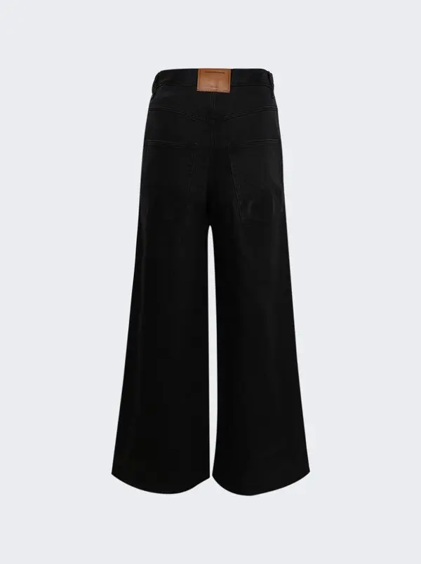 Alexander Wang Surge Coated Low Rise Wide Leg Jean - Black