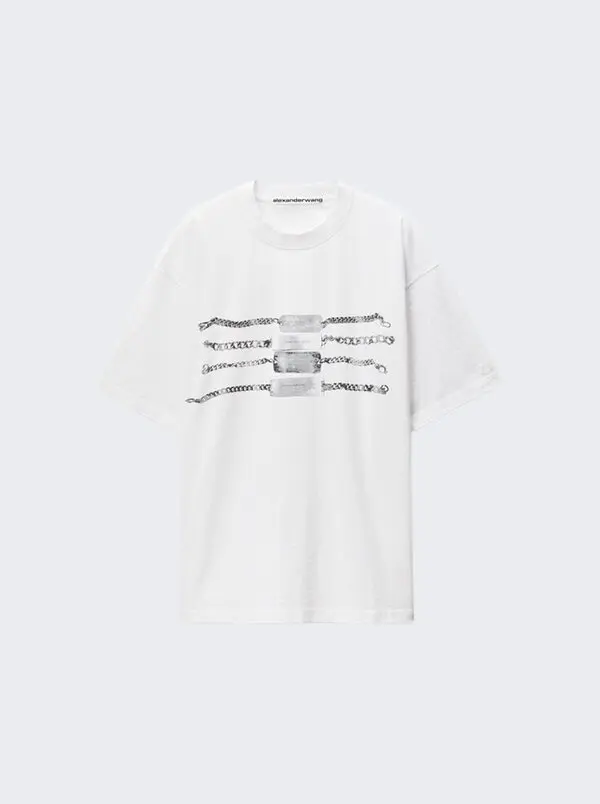 Alexander Wang Short Sleeve Tee With Chain Graphic - White