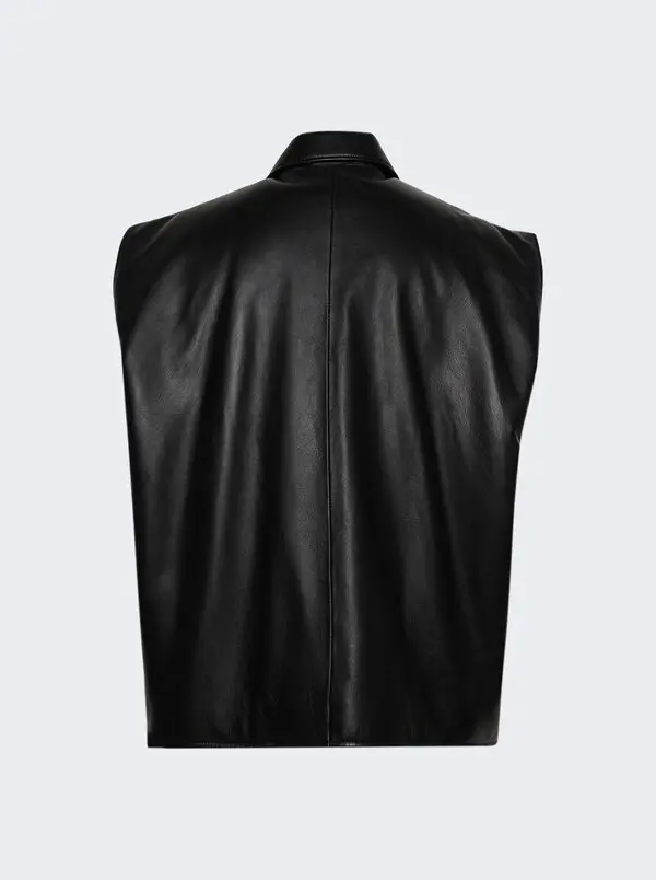 Balenciaga Sleeveless Leather Bomber Jacket