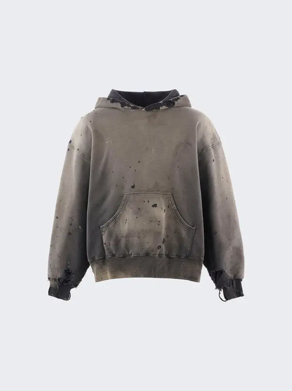 SAINT MXXXXXX Double Face Destroyed Hoodie - Black