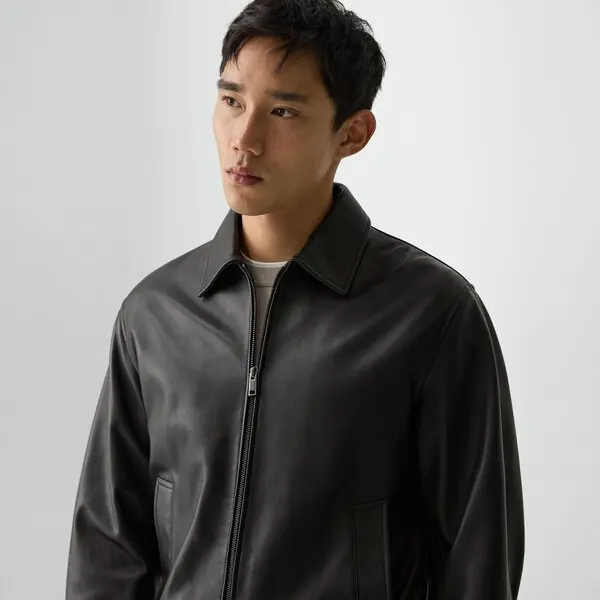 Theory Leather Wyatt Zip Jacket - Black